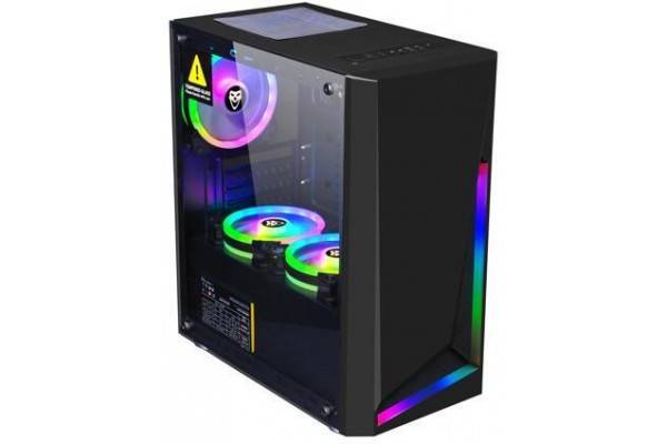 EVESKY- Computer case mid tower ATX for gaming with RGB led lights ...